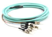 China 6 Cores ST UPC Single Mode 9/125um 3M Fiber Optic Pigtail Fan Out Bundle for sale