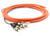 China 6 Cores ST UPC Single Mode 9/125um 3M Fiber Optic Pigtail Fan Out Bundle for sale