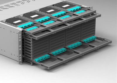 China HD Patch Panel 144F MPO 1U Rear Cable Management Bar OM3 Fiber Type Black for sale