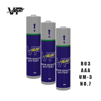 China VP R03 Carbon Zinc Dry Cell UM4 AAA Primary Batteries Single Use 25mins for sale