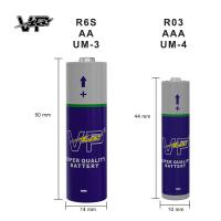 China AA Size 60Mins Carbon Zinc Battery R6S UM3 VP Dry Cell Supplier PVC Jacket for sale
