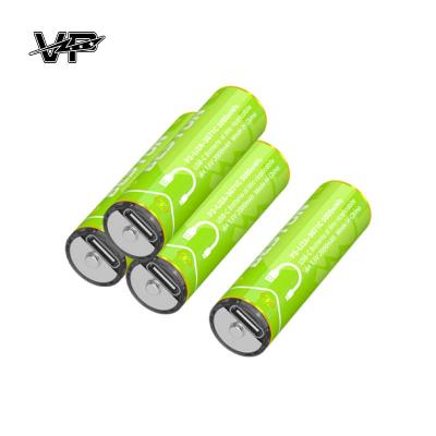 China 1.5V AA 3000mWh USB Reuseable Lithium ion Battery Long Shelf Life VP Batteries for sale