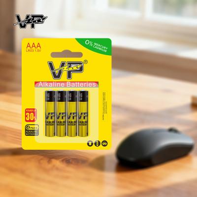 China 130mins AAA LR03 AM4 VP Batteries Non Rechargeable 1.5V Alkaline Cell Battery for sale