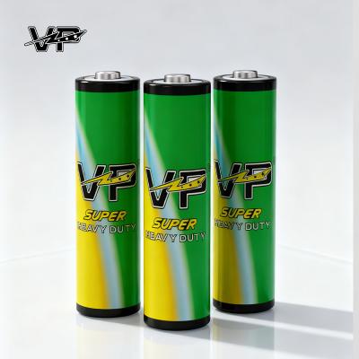 China VP Double AA Carbon Zinc Battery R6P UM3 Disposable Cell Adhesive Aluminum Foil for sale