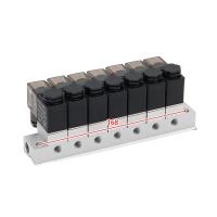 China FKM Seal Ring 1-Inlet-6-Outlet 2V025-06-6F Solenoid Valve Manifold and 2V025-06-7F 1-Inlet-7-Outlet for sale