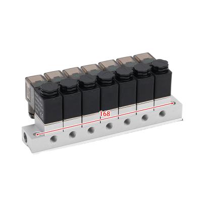 China FKM Seal Ring 1-Inlet-6-Outlet 2V025-06-6F Solenoid Valve Manifold and 2V025-06-7F 1-Inlet-7-Outlet for sale