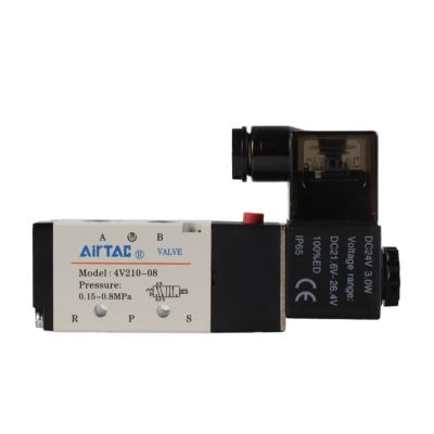 China Manual Override Equipped 4V210-08 Solenoid Valve G1/4 Port 0.89 Cv for Robotic Motion Control and Fixture Actuation by AirTAC for sale