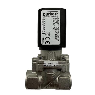 China Burkert Type 6281 Large Flow Servo Diaphragm Solenoid Valve 00222022 00222023 00222024 G1 1/4 Thread 2/2 NC Stainless Steel Valve Body EPDM Seal 25.0 Flow Orifice 8W Coil DC24V/AC24V/AC220V for sale