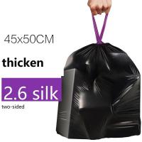 China Customized eco-friendly black recyclable garbage bags, heavy-duty plastic drawstring bags with gravure printing custom logos for sale