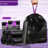 China Customized eco-friendly black recyclable garbage bags, heavy-duty plastic drawstring bags with gravure printing custom logos for sale