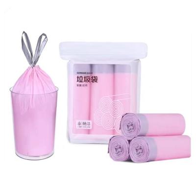 China Manufacturer's pink eco-friendly bioplastic polyethylene roll garbage bag side buckle plate polyethylene for supermarket wholesale for sale
