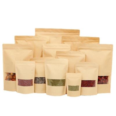 China Wholesale moisture-proof food-grade self-sealing bags with hand-opening Windows and kraft paper packaging for food, tea, nuts and snacks for sale