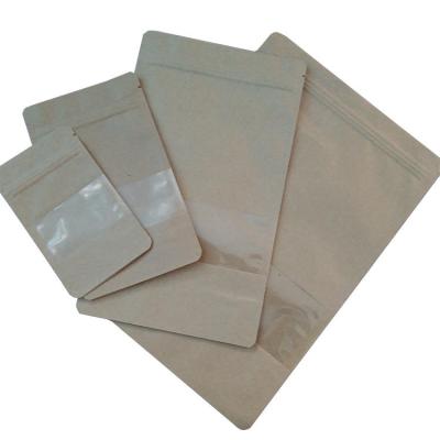 China Recyclable brown kraft paper bags with transparent Windows for self-sealing and quick transportation of pizza, sushi and pet food for sale