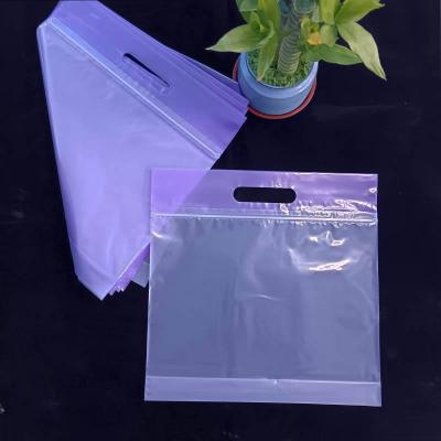 China Custom Logo Zipper Bag Recycled Plastic Handle Bags for Garment Clothing Eco-Friendly Plastic Bags for sale