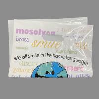 China Custom Logo PE Flat Four Finger Handbags High Pressure Plastic Clothing Advertising Perforated Bags Handheld Printed Bags for sale
