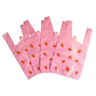 China Cute Pink Strawberry BOPP Disposable Plastic Bag Valve for Clothing Cookware Umbrella Packaging-Customizable Size Color Heat for sale