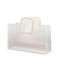 China Free Logo Customizable PE Plastic Carry Shopping Bags with Frosted Foldable Handles for Carrying Socks and Shoes for sale