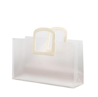 China Free Logo Customizable PE Plastic Carry Shopping Bags with Frosted Foldable Handles for Carrying Socks and Shoes for sale