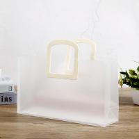 China Free Logo Customizable PE Plastic Carry Shopping Bags with Frosted Foldable Handles for Carrying Socks and Shoes for sale