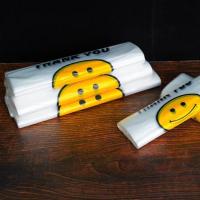 China Wholesale Direct T-Shirt Vest Carrier Bag Clear PE LDPE Shopping Bag Customized Smiling Face Plastic Bag for sale