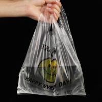 China Wholesale Direct T-Shirt Vest Carrier Bag Clear PE LDPE Shopping Bag Customized Smiling Face Plastic Bag for sale
