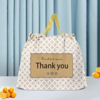 China Takeaway Drawstring Bag, Reusable Drawstring Shopping Pouch, Thank You Drawstring Gift Bag for Restaurant Takeout, Food Delivery, Retail Packaging for sale