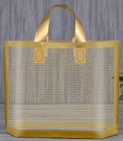 China Gradient Thank You Plastic Tote Bag, Reusable Gift Shopping Hand Bag with Soft Handle for sale