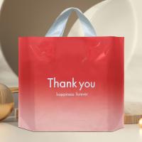 China Gradient Thank You Plastic Tote Bag, Reusable Gift Shopping Hand Bag with Soft Handle for sale