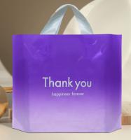 China Gradient Thank You Plastic Tote Bag, Reusable Gift Shopping Hand Bag with Soft Handle for sale