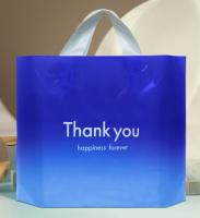 China Gradient Thank You Plastic Tote Bag, Reusable Gift Shopping Hand Bag with Soft Handle for sale