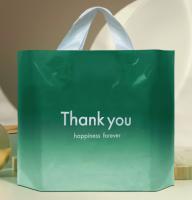 China Gradient Thank You Plastic Tote Bag, Reusable Gift Shopping Hand Bag with Soft Handle for sale