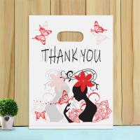 China Factory stock four-finger flat pocket small size plastic bag clothing store bag gift bag packaging bag clothes handbag plastic gift bag Printed HDPE Hand Hole Plastic Bags, Custom Logo Shopping Carry for sale