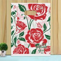 China Factory stock four-finger flat pocket small size plastic bag clothing store bag gift bag packaging bag clothes handbag plastic gift bag Printed HDPE Hand Hole Plastic Bags, Custom Logo Shopping Carry for sale