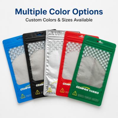 China Custom Printed Flat Mylar Zipper Bag with Euro Hang Hole, Clear Window Aluminum Foil Resealable Pouch for Hardware Electronic Accessories Packaging for sale
