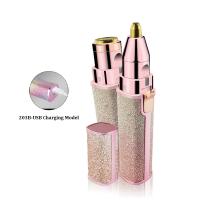 China Women Portable Eyebrow Trimmer Facial Hair Removal 2 In 1 Painless Hair Shaver for sale