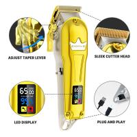China Stainless Blade Cordless Hair Trimmer Led Display All Metal Usb Rechargeable for sale