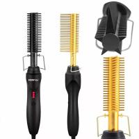 China Household Hot Hair Straightener Ceramic Electric Hair Straightening Comb Curling Iron Heated Brush for sale