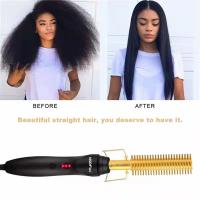 China Household Hot Hair Straightener Ceramic Electric Hair Straightening Comb Curling Iron Heated Brush for sale