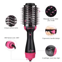 China 220V Hair Dryer Brush Round Blow Dryer 3 In 1 Straightening Hot Air Brush Anti Scald for sale