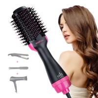 China 220V Hair Dryer Brush Round Blow Dryer 3 In 1 Straightening Hot Air Brush Anti Scald for sale