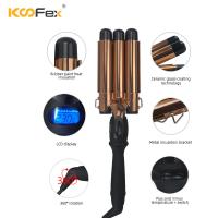 China Electric Ceramic 3 Barrel Wave Wand Iron LCD Display Multi Scene for sale