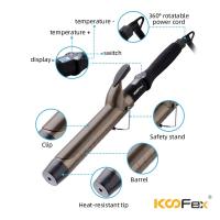 China 360 Degree Rotating 32mm Ceramic Curling Wand Iron LCD Moisture Lock Portable for sale