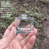 China Refillable 30ml Perfume Spray Bottle Crystal White Thick Bottom Polished Glass for sale