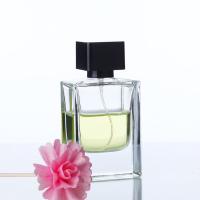 China Empty 50ml Perfume Spray Atomizer Bottle Transparent Square Fine Processing for sale