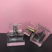 China Cosmetic 30ml Perfume Spray Bottle Rectangle Flat Square Glass for sale