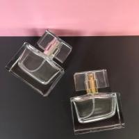 China Cosmetic 30ml Perfume Spray Bottle Rectangle Flat Square Glass for sale