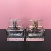 China Cosmetic 30ml Perfume Spray Bottle Rectangle Flat Square Glass for sale