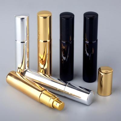 China 10ml UV Coated Perfume Spray Bottle Bright Gold Silver Black Portable for sale