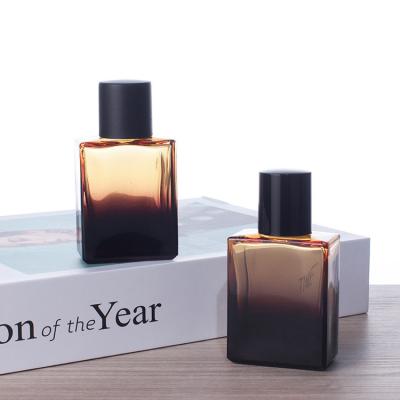China Square Amber Glass Perfume Bottle 30ml With Spray 500 Pcs for sale