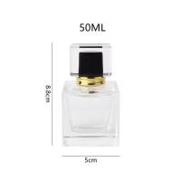 China Square Transparent Perfume Bottle Glass Empty With Lid 100ml 50ml for sale
